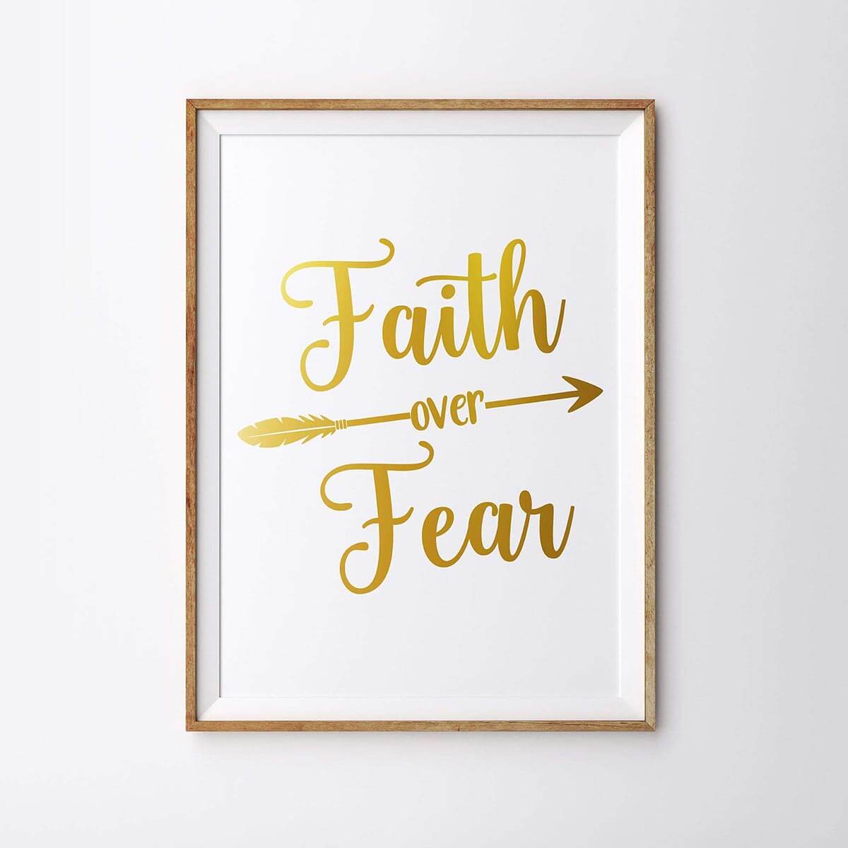 Christian Wall Art Faith Over Fear, Gold Foiled by Card Fusion